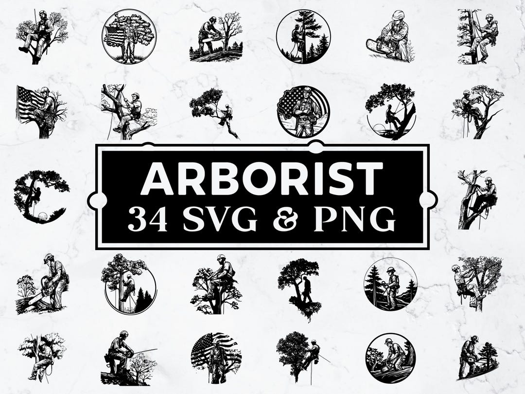Arborist Silhouette Vector Bundle | Tree Care SVG PNG, Logo Icon ...