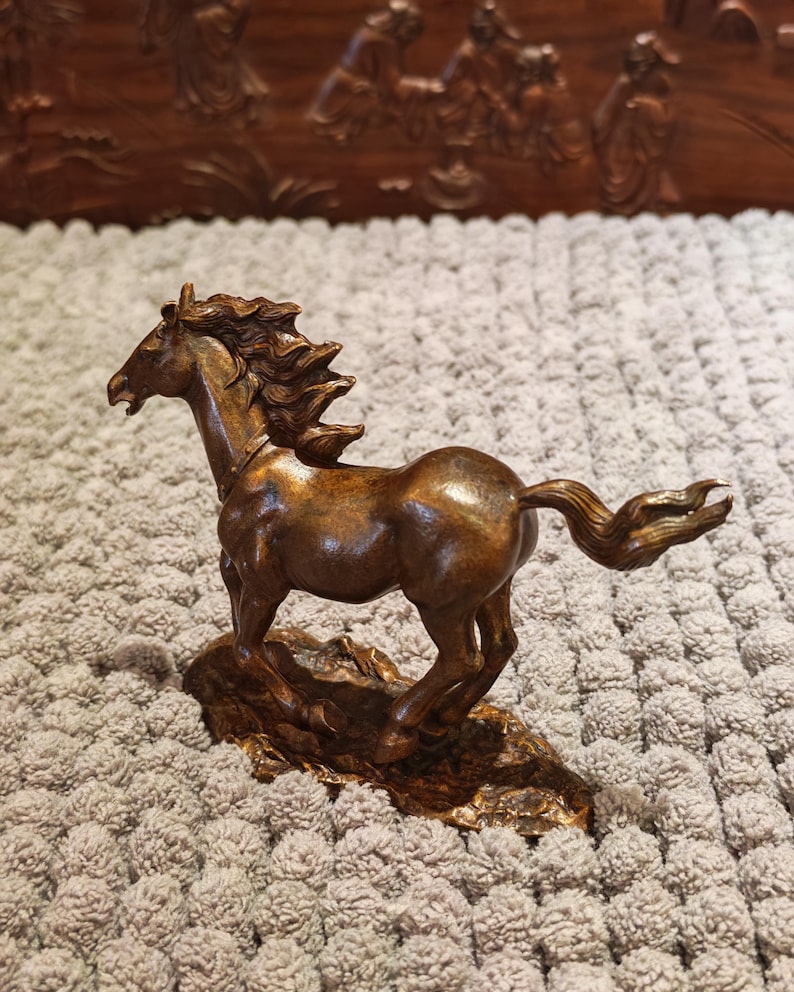 3.9″antique Bronze Galloping Horse Sculpture - "success at First Try ...
