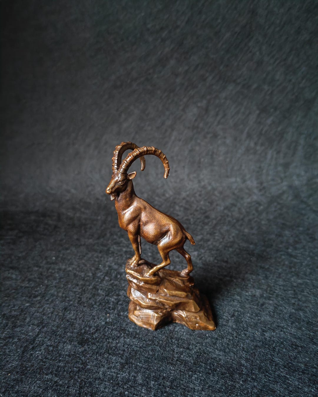 3.7"antique Bronze Goat on Rock Figurine - Etsy UK