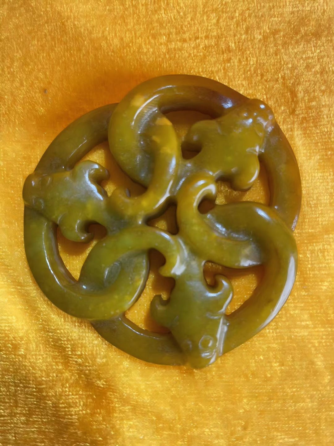 3.1"antique Chinese Triple Dragon Jade Pendant - Symbolizing Authority ...