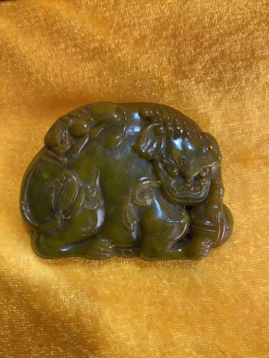 3.1"antique Chinese Pi Xiu Jade Carving - Mythical Fortune Beast ...