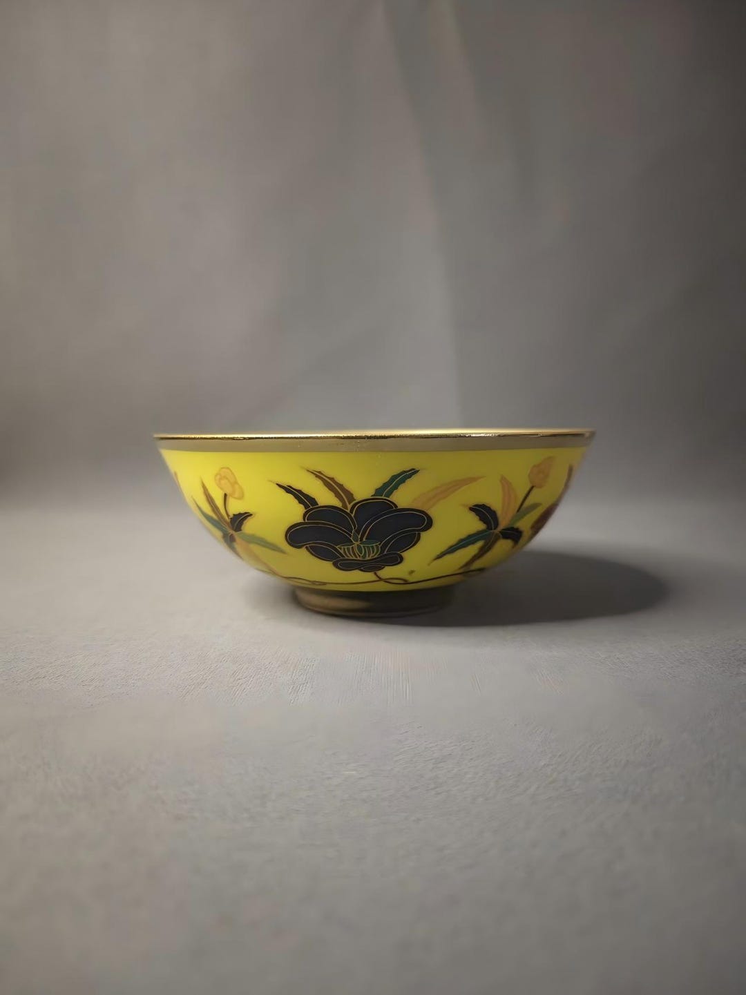 4.7"antique Chinese Imperial Gold Enamel Porcelain Bowl - Floral Motif ...