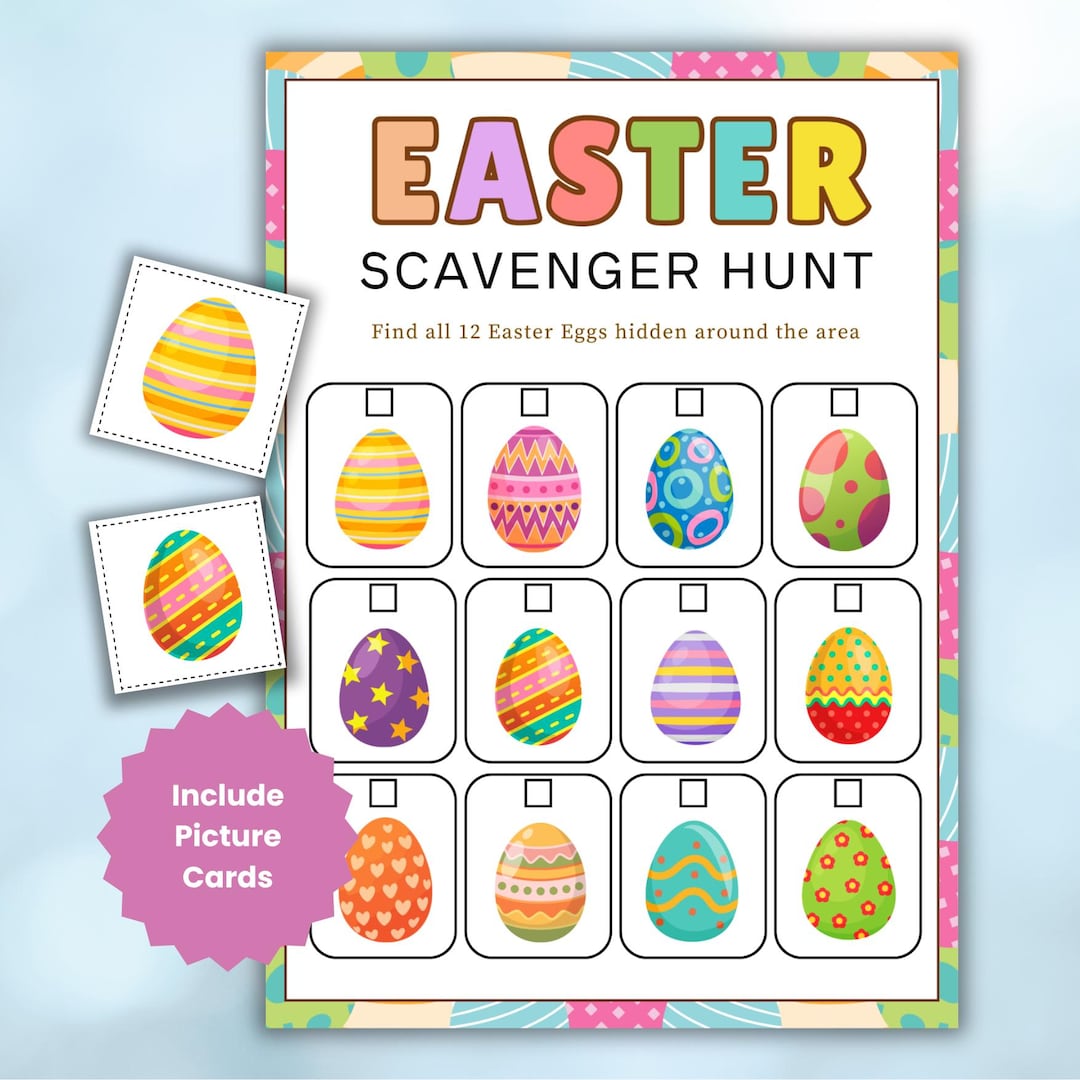 Easter Egg Scavenger Hunt, Indoor Treasure Hunt for Kids, Easter ...