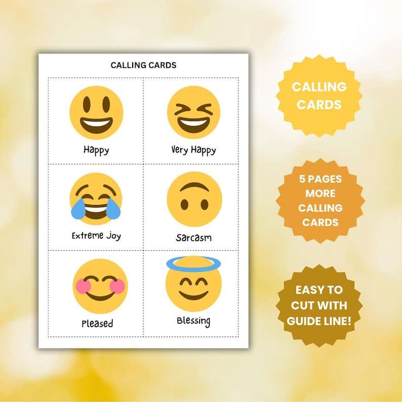 50 Emoji Bingo Game Kids Classroom Activity Printable Digital Downloads ...