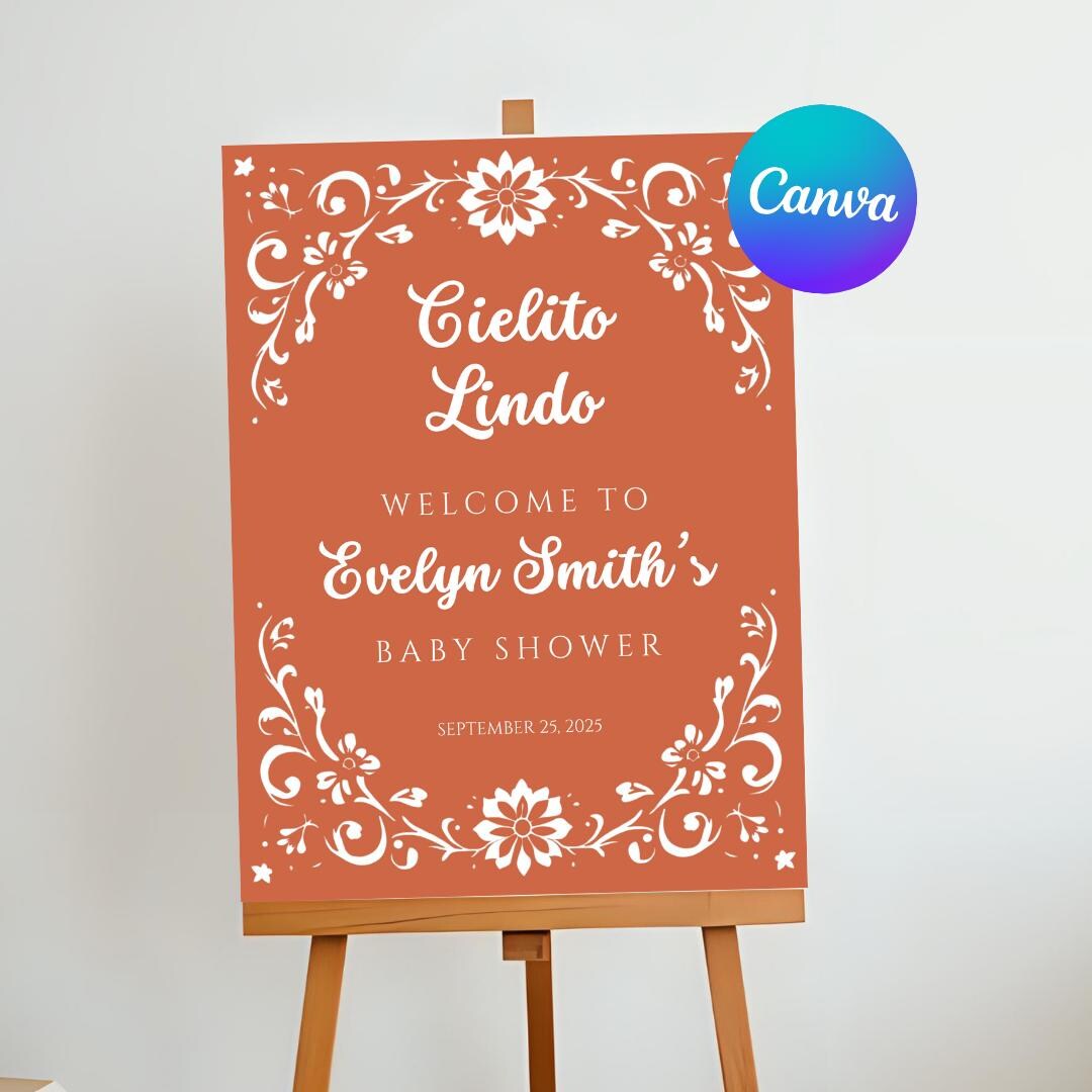 Cielito Lindo Baby Shower Welcome Sign Rust Talavera Sign Editable ...
