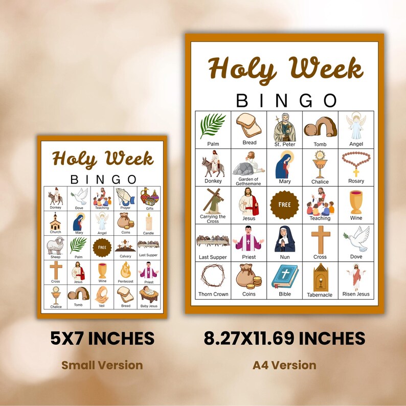 50 Holy Week Bingo Lent Bingo Cards Game Church Activity Printable ...