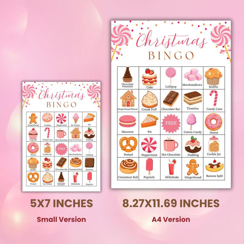 Juego de bingo de dulces navideños imprimible, 50 tarjetas navideñas ...