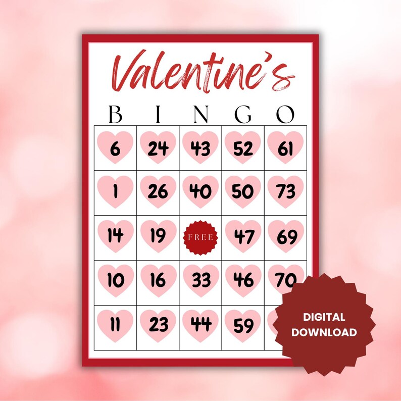 100 Valentines Bingo Cards Game Fun Valentines Day Game Printable ...