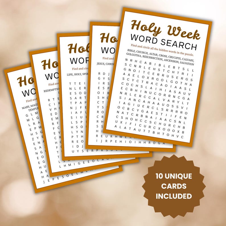Holy Week Word Search Puzzle Game Easter Bible Game Printable Digital ...