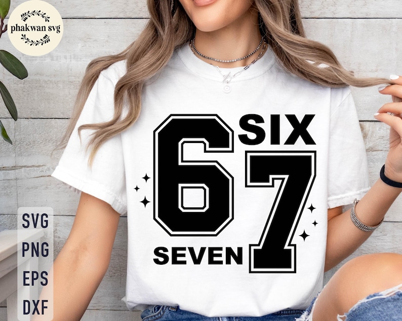 Six Seven SVG: Distressed Varsity Design Cut File (digital Download) - Etsy