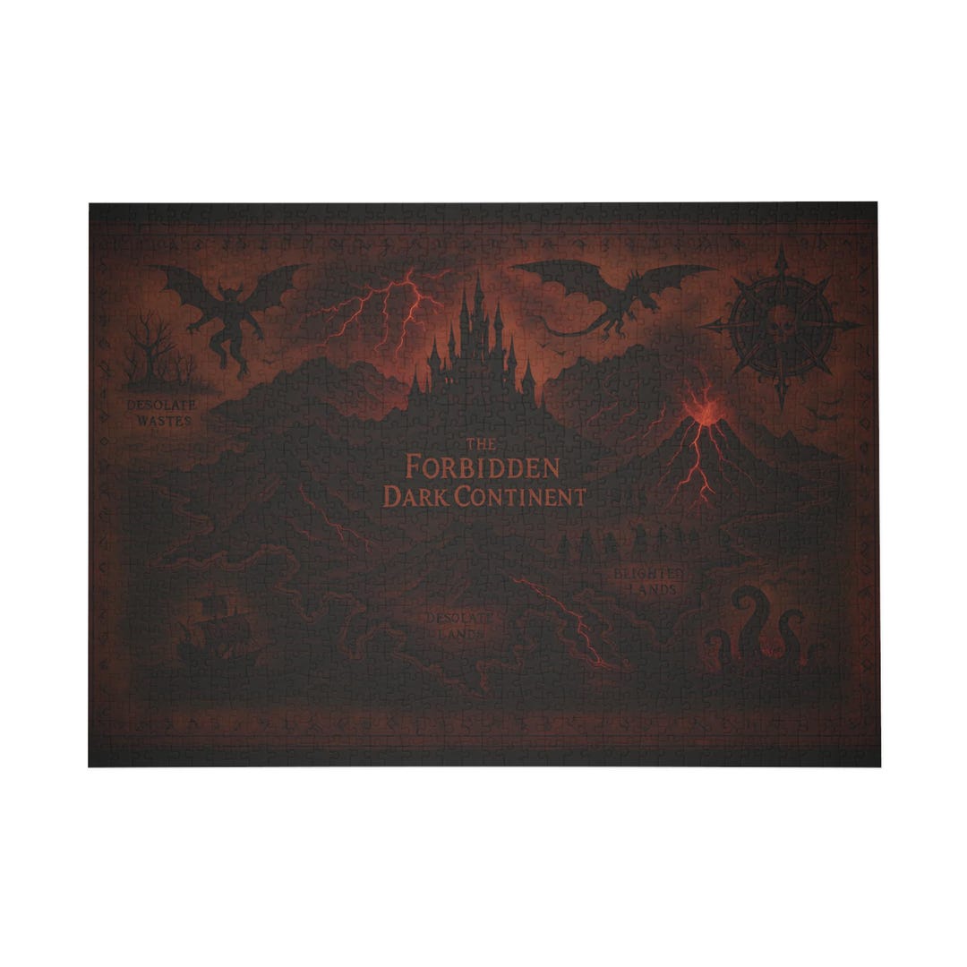 The Forbidden Dark Continent Puzzle | Dark Fantasy World Map Jigsaw ...