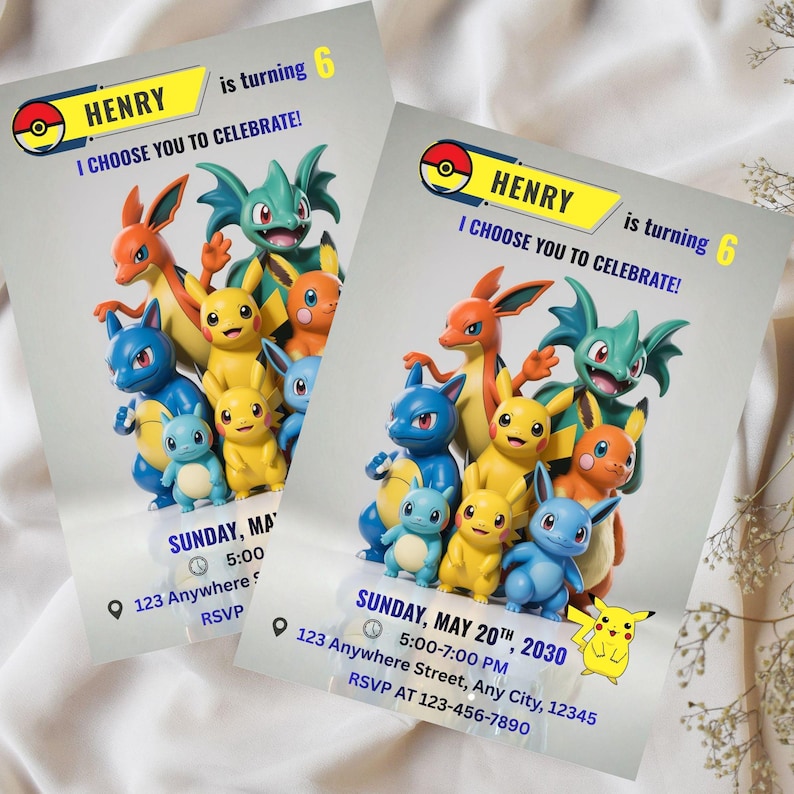 Editable Pokemon Invitation, Pokemon Birthday Invitation, Printable ...
