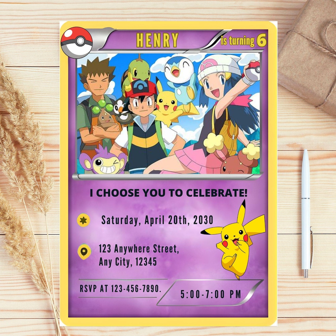 Editable Pokemon Invitation, Pokemon Birthday Invitation, Printable ...