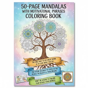 Mandala + Quotes Coloring Book for Adults & Kids: 50 Unique Designs ...
