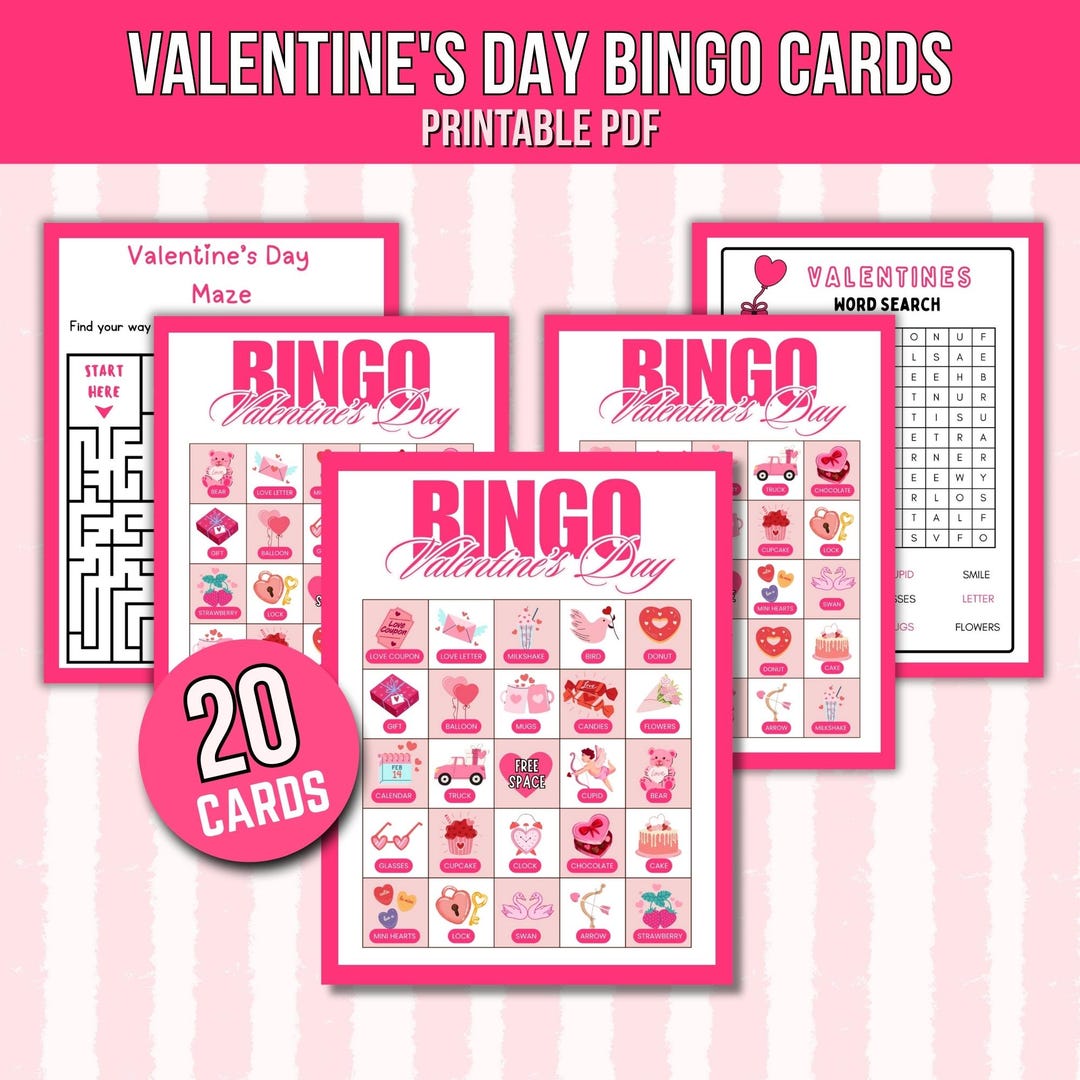 Valentine's Day Bingo Cards Printable Game for Kids and Classroom Fun ...