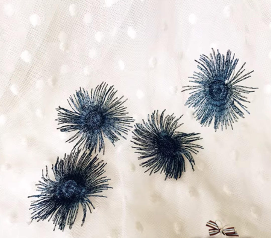 Navy Blue Color Daisy Flower Applique Patches: Embroidery DIY ...