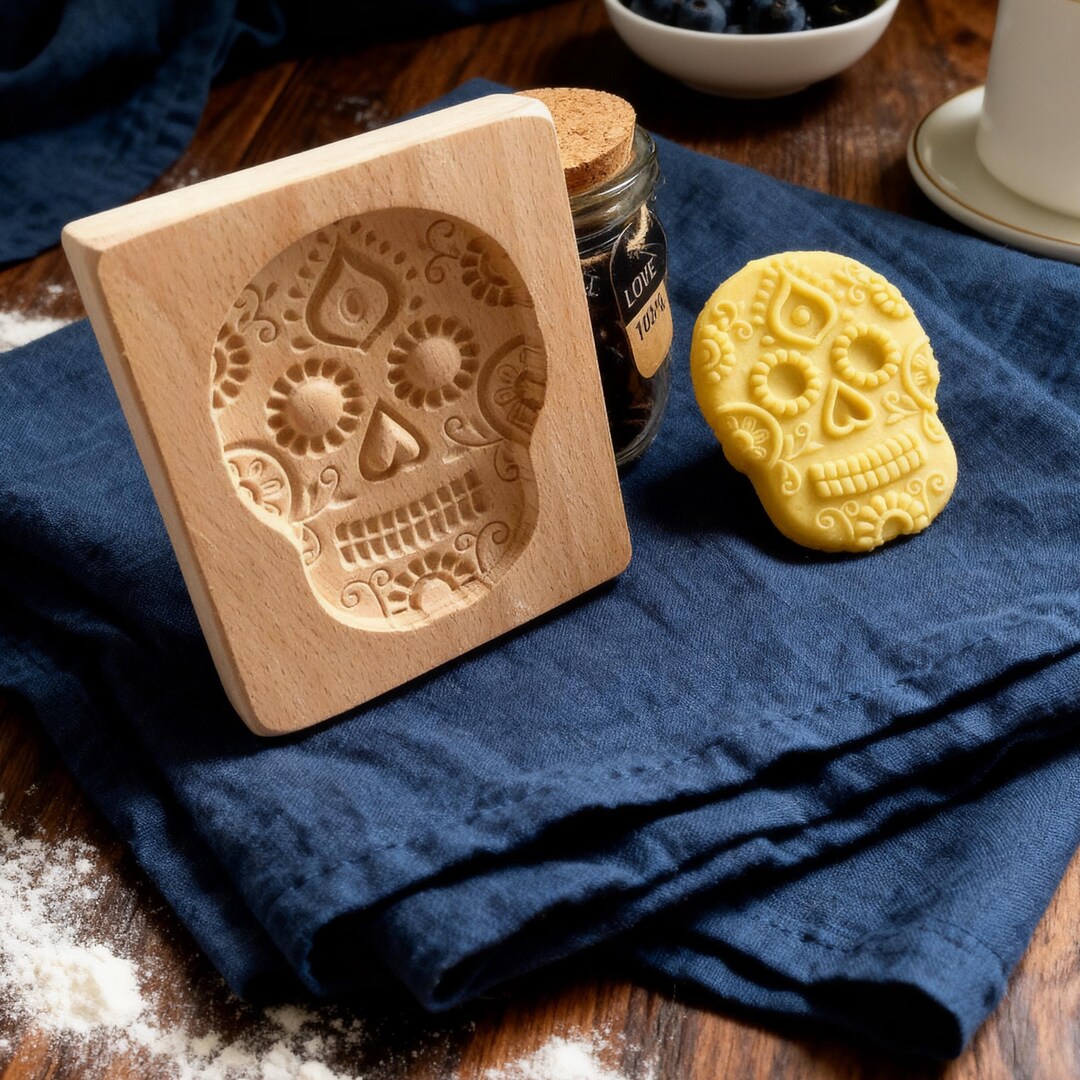 Skull Cookie Mold: Wooden Springerle Cookie Stamp - Etsy