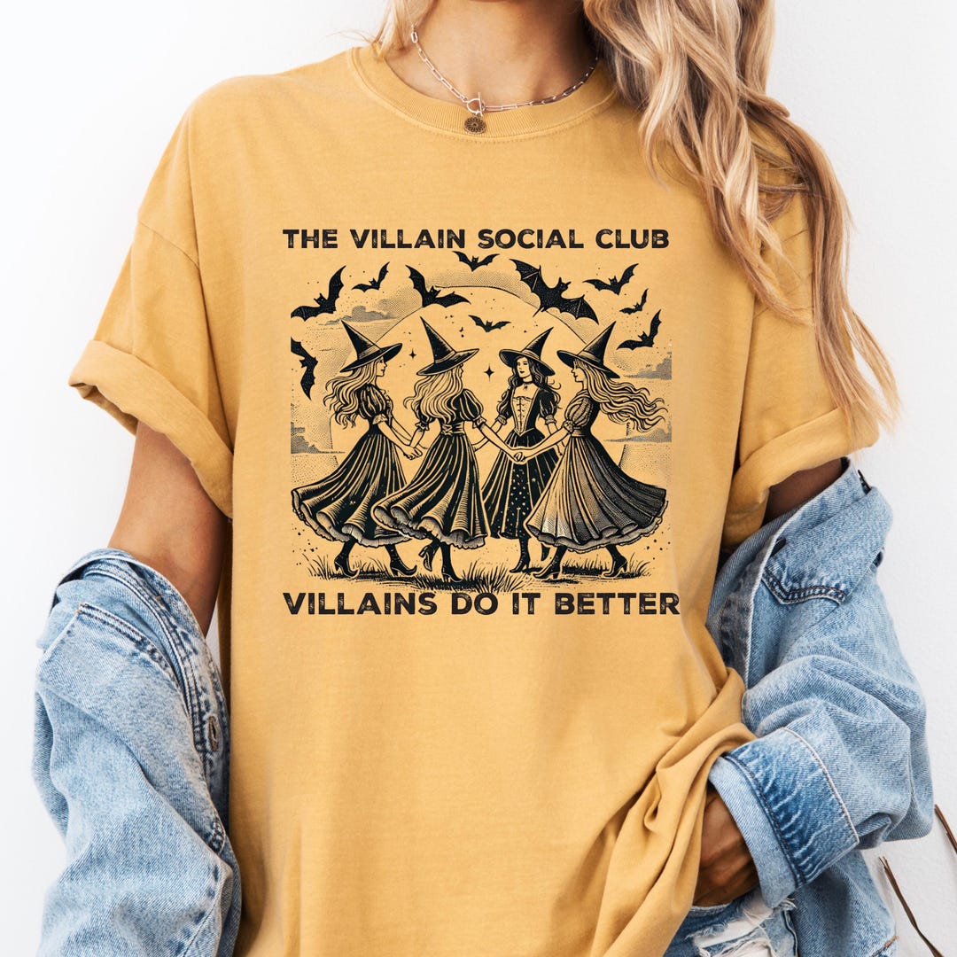 Retro Witch Villain Social Club Shirt: Spooky Halloween Tee - Etsy