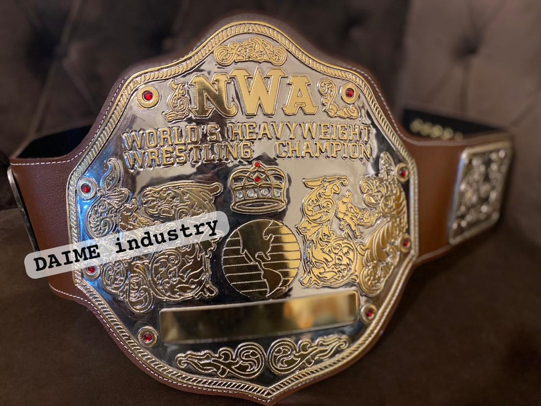 NWA Dual Big Gold Wrestling Championship Belt Replica 4mm Adult Size ...