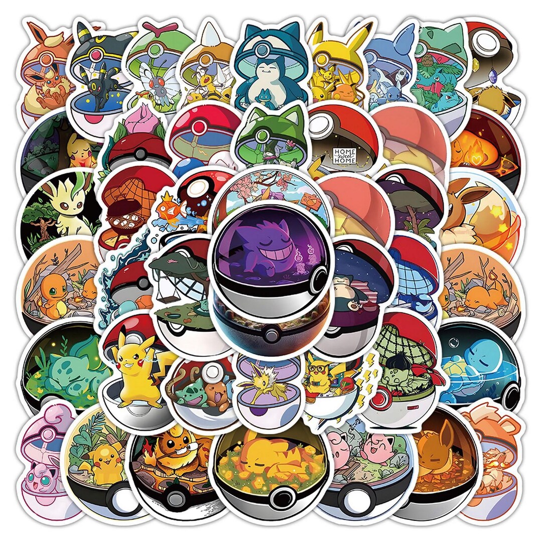 Pokémon Poké Ball Graffiti Stickers（55pcs） – Cute Cartoon Waterproof ...