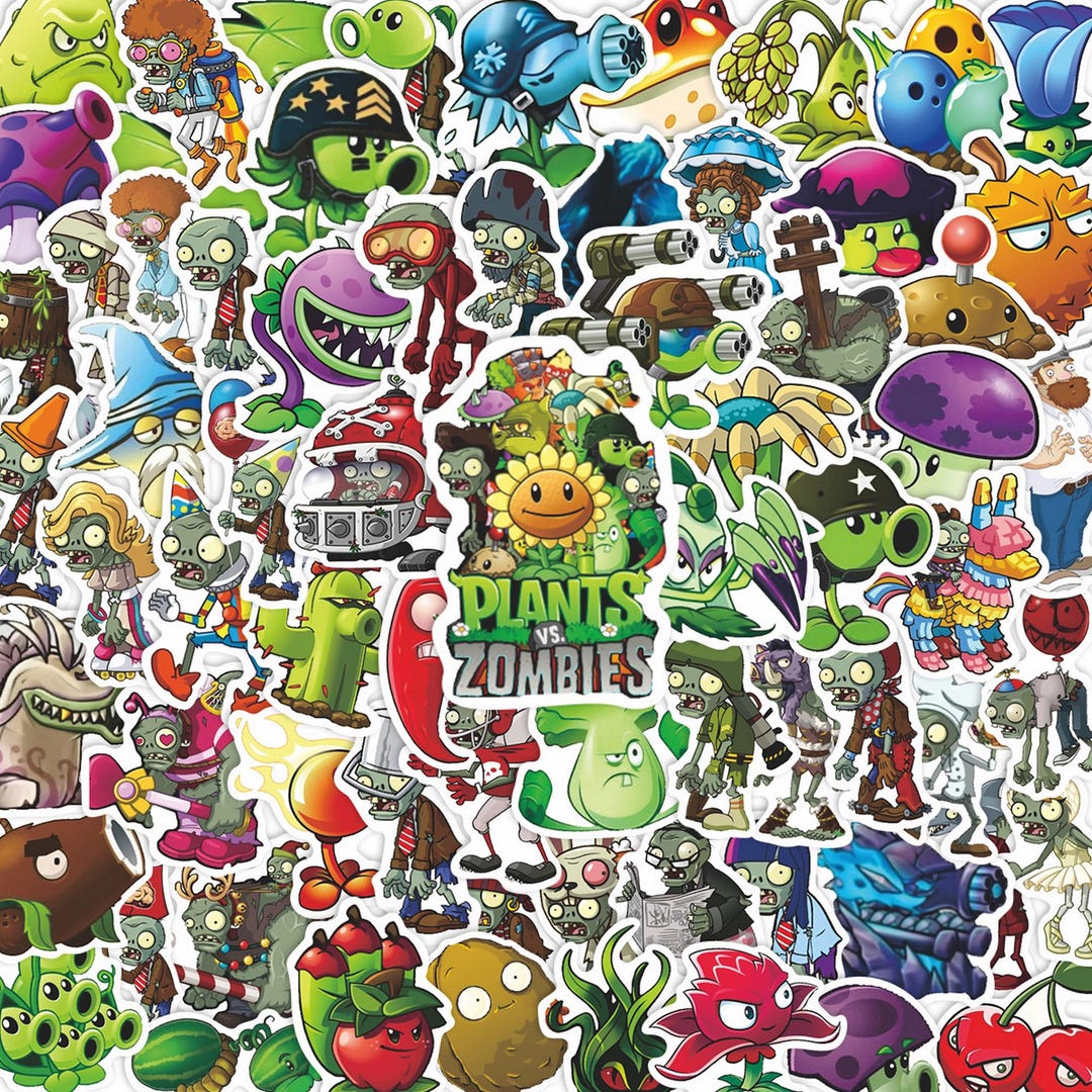 78 Plants Vs. Zombies Stickers – Cartoon PVC Doodle Waterproof Stickers ...