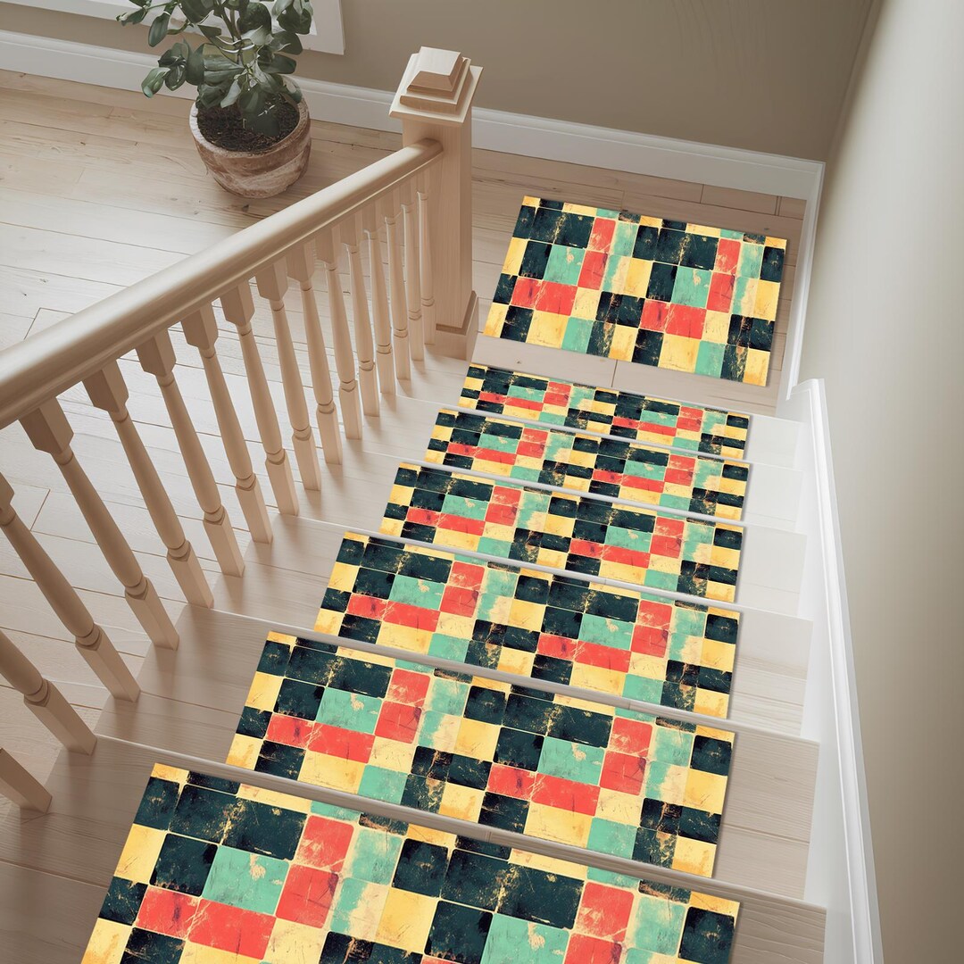 Checkered Stair Runner, Washable Stair Rug,non Slip Stair Rug,stair ...