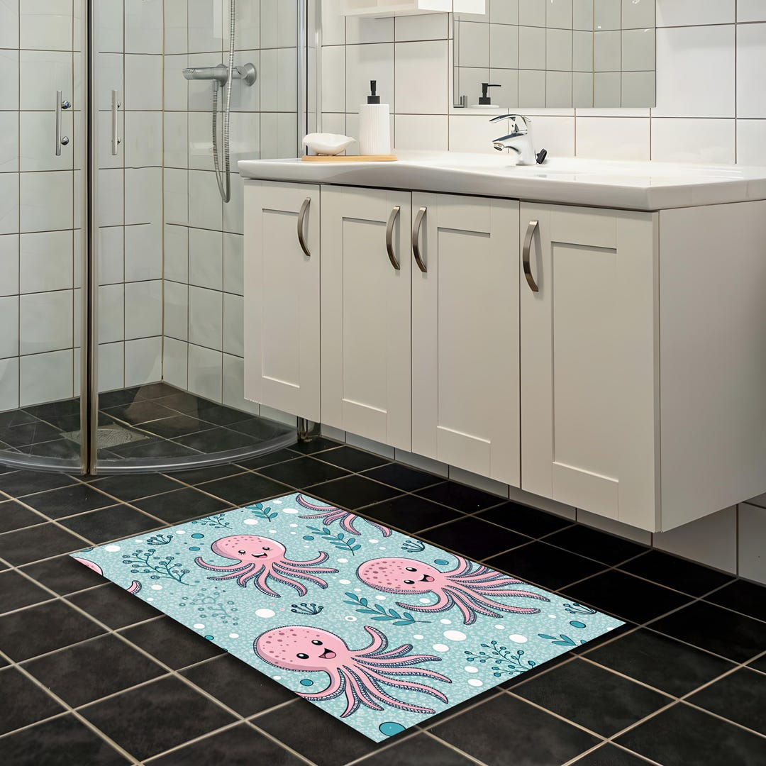 Cute Octopus Bathroom Rug, Soft and Washable Rug,modern Bath Mat,non ...