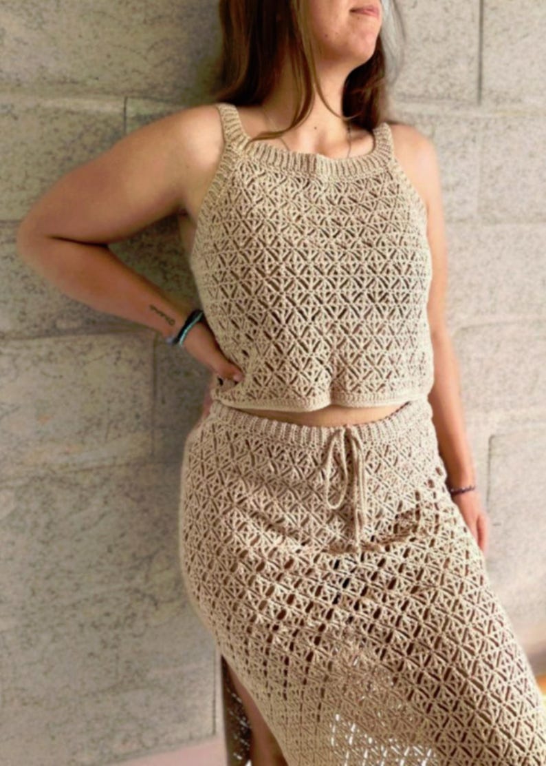 Crochet Summer Set Pattern / 2 Piece Skirt and Top PDF / Diamond Lace ...