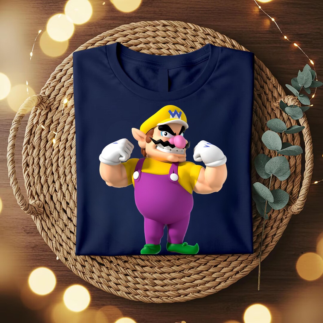 Wario Muscle Power Graphic Tee – Angry Wario Flexing Super Mario Retro ...
