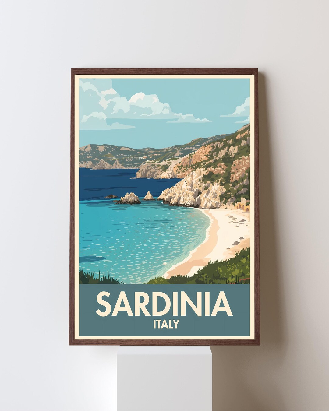 Sardinia Italy Travel Poster Printable Wall Art Vintage Decor | Vintage ...
