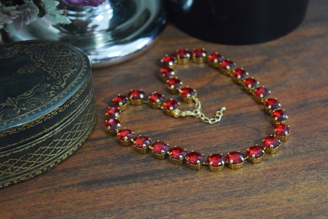 Ruby Anna Wintour Necklace Red Georgian Collet Necklace - Etsy