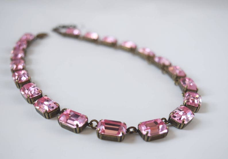 Light Pink Crystal Necklace Pink Swarovski Crystal Jewelry - Etsy