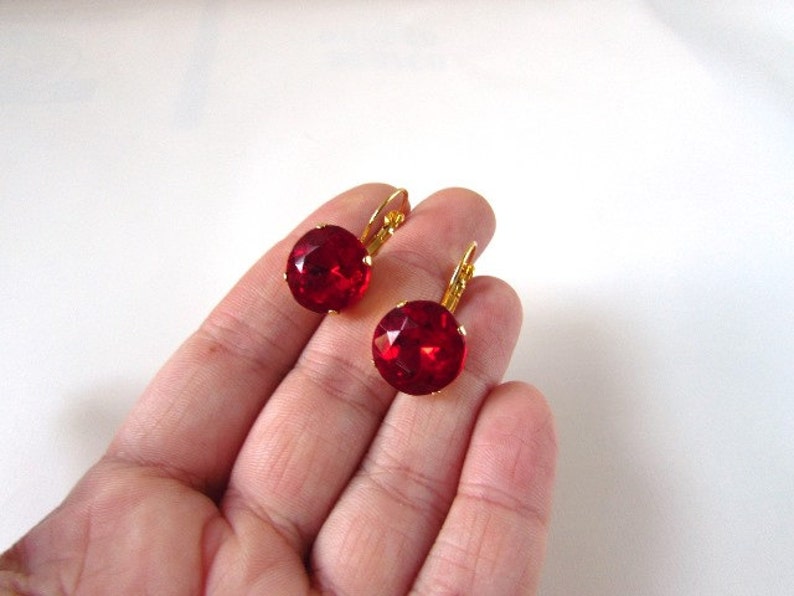 Ruby Crystal Earrings Red Rhinestone Earring Ruby Red - Etsy