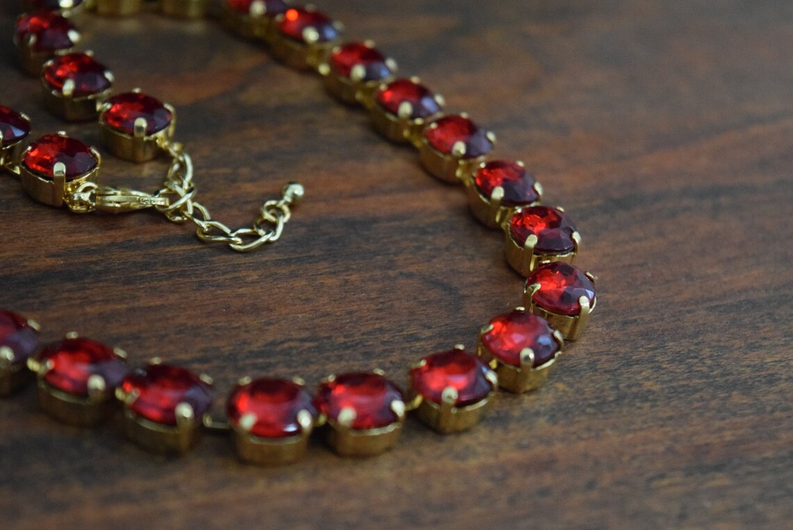 Ruby Anna Wintour Necklace Red Georgian Collet Necklace | Etsy