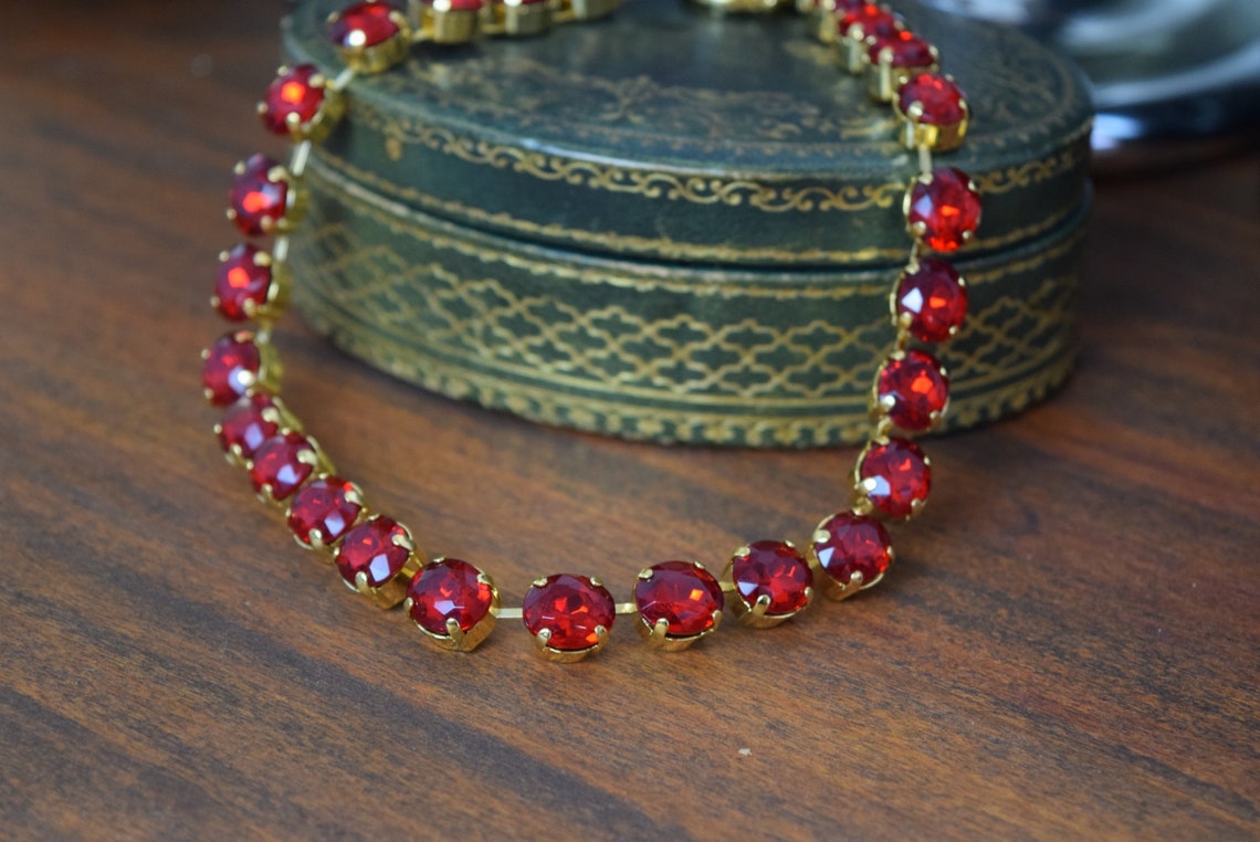 Ruby Anna Wintour Necklace Red Georgian Collet Necklace | Etsy