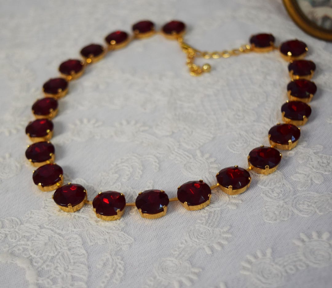 Ruby Anna Wintour Necklace, Red Georgian Collet Necklace, Georgian ...