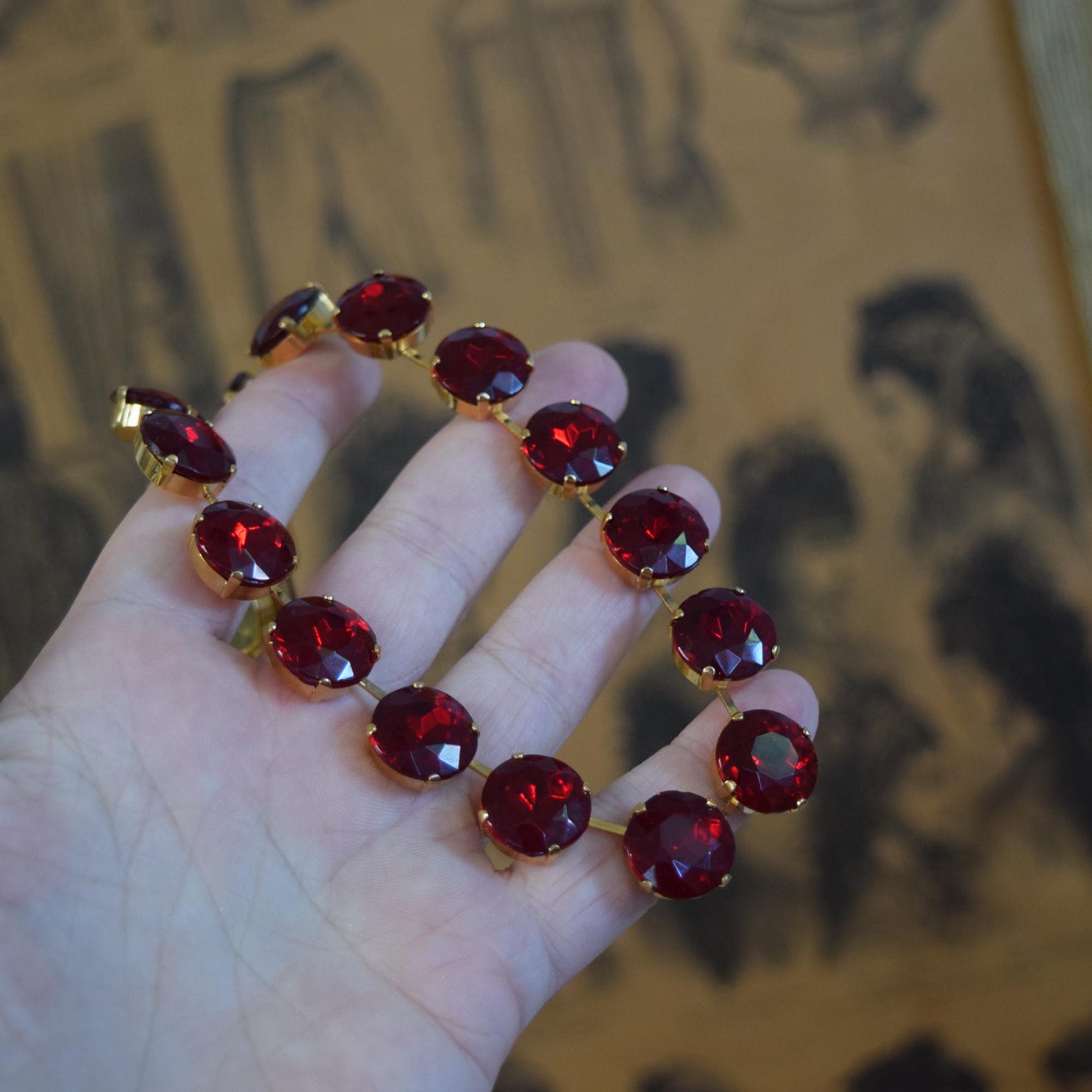 Ruby Anna Wintour Necklace, Red Georgian Collet Necklace, Georgian ...