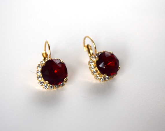 Ruby Rhinestone Earring Red Rhinestone Earring Ruby and | Etsy