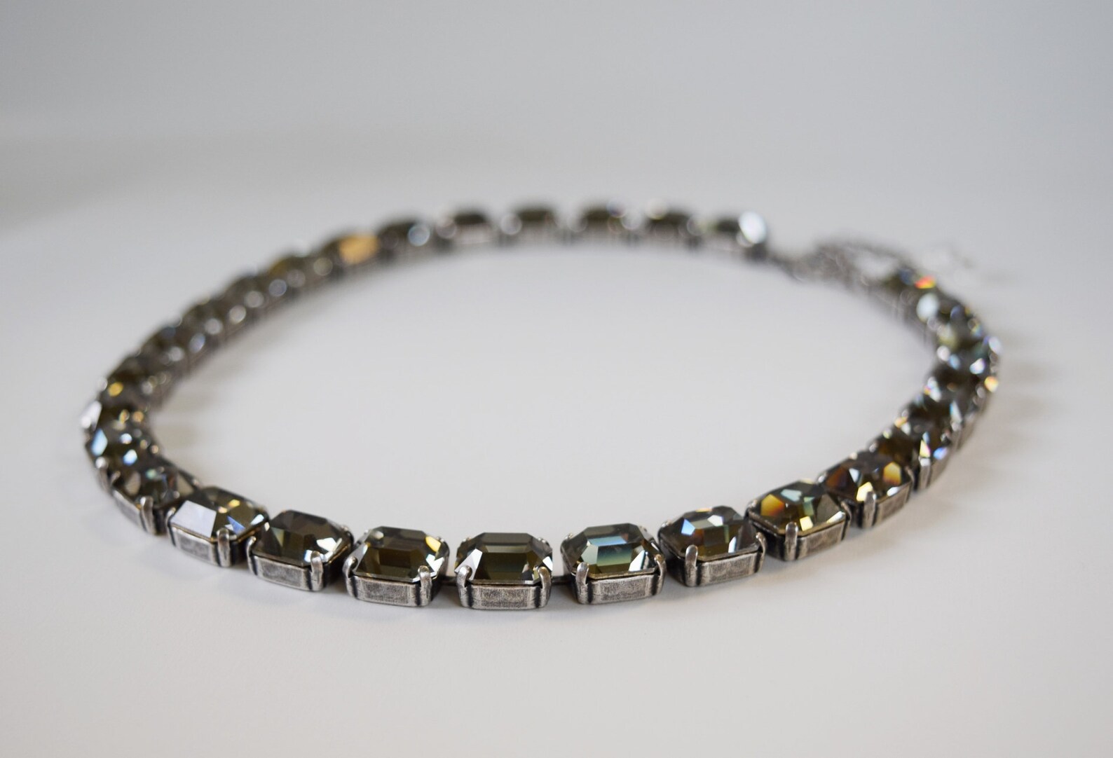 Grey Swarovski Crystal Necklace Pale Grey Rhinestone Jewelry - Etsy