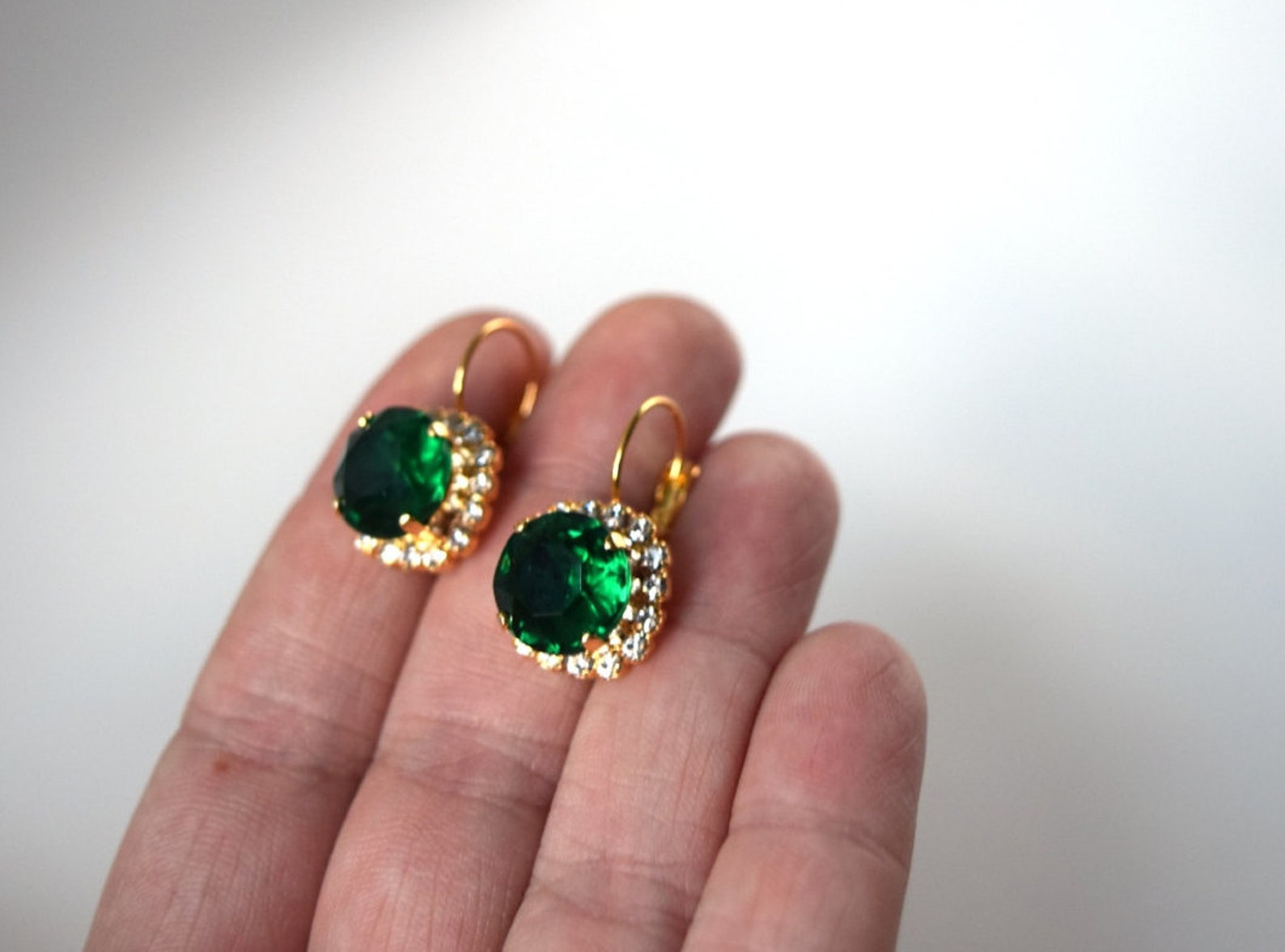 Emerald Rhinestone Earrings Georgian Paste Jewelry Emerald - Etsy