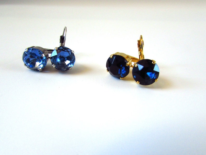 Blue Crystal Earrings Blue Rhinestones Paste Glass Earring - Etsy