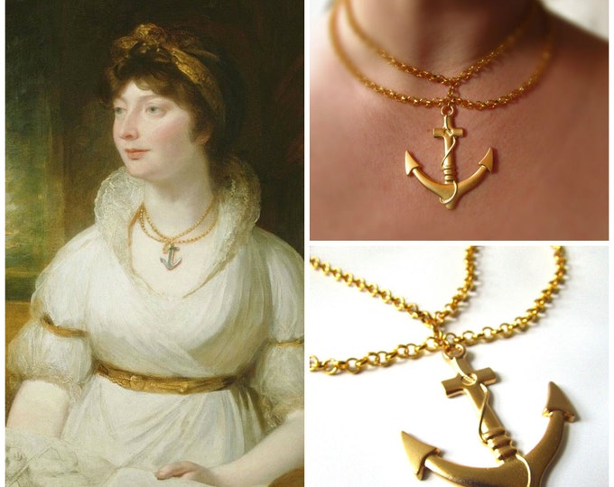 Regency Necklace, Anchor Necklace, Gold Anchor Jewelry, 19th Century ...