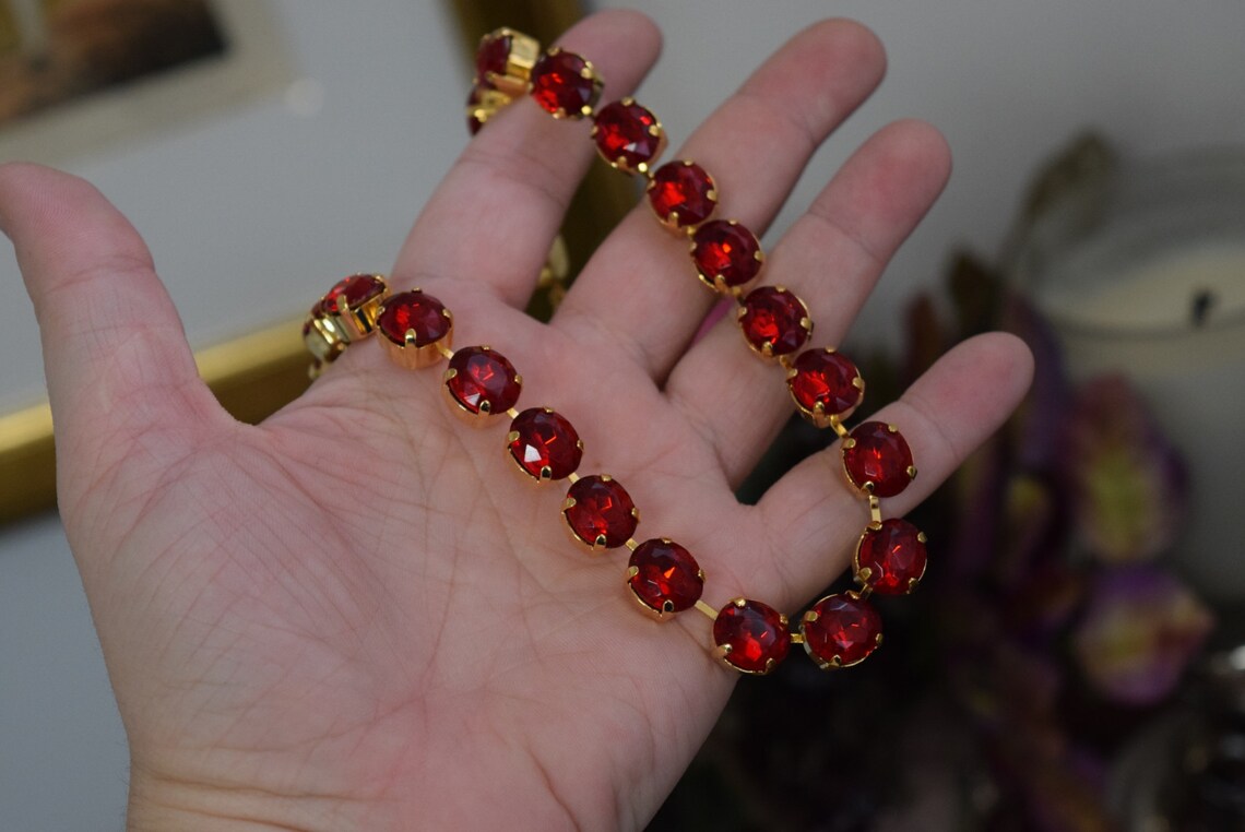 Ruby Anna Wintour Necklace Red Georgian Collet Necklace - Etsy