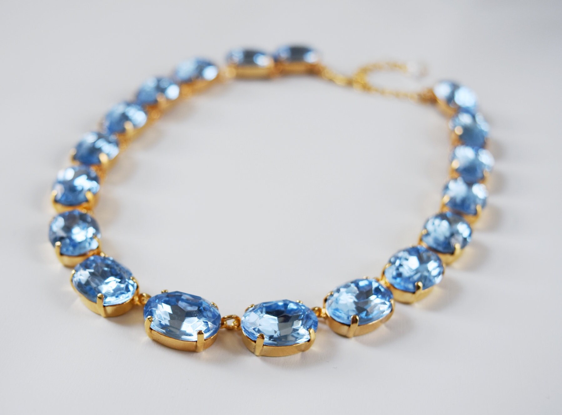 Blue Crystal Necklace Light Blue Anna Wintour Necklace | Etsy