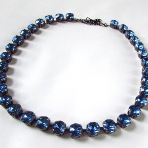 Light Blue Paste Glass Collet Necklace, Light Sapphire Blue, Ocean Blue ...