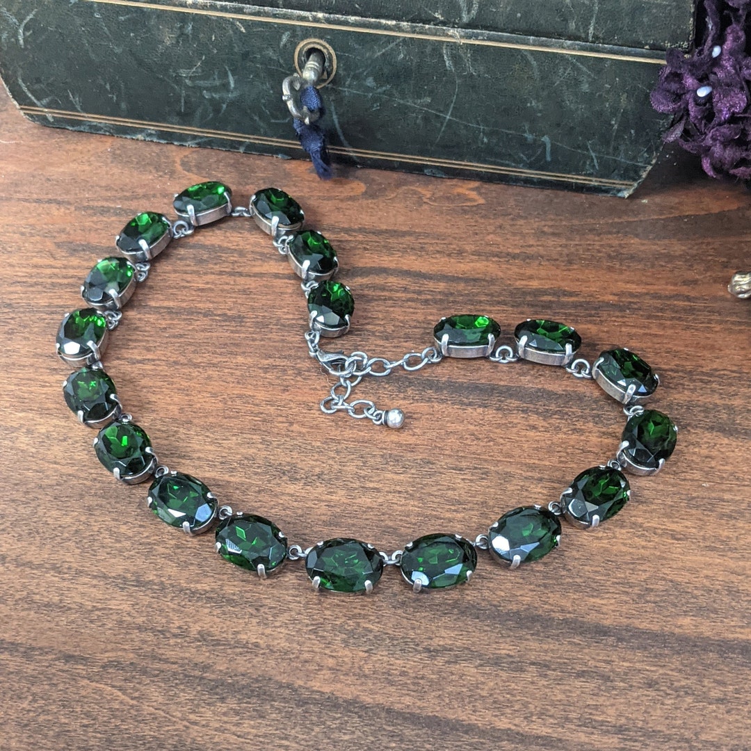 Dark Green Necklace, Green Statement Necklace, Tourmaline Green Anna ...