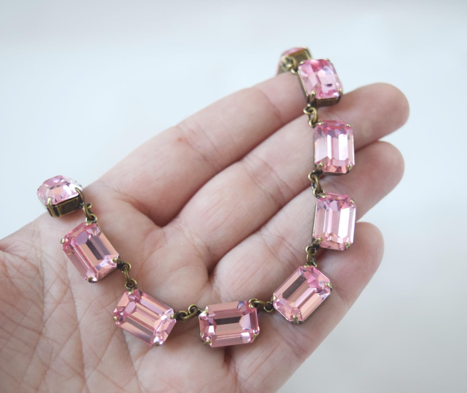 Light Pink Crystal Necklace Pink Swarovski Crystal Jewelry - Etsy