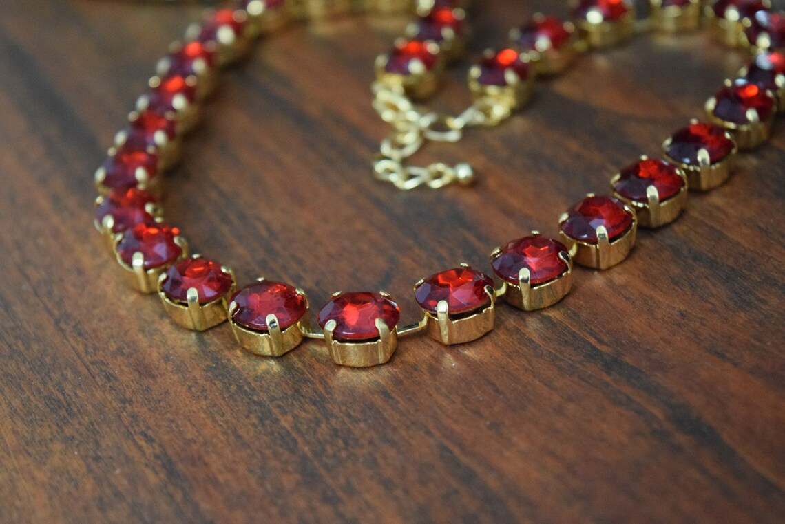 Ruby Anna Wintour Necklace Red Georgian Collet Necklace - Etsy