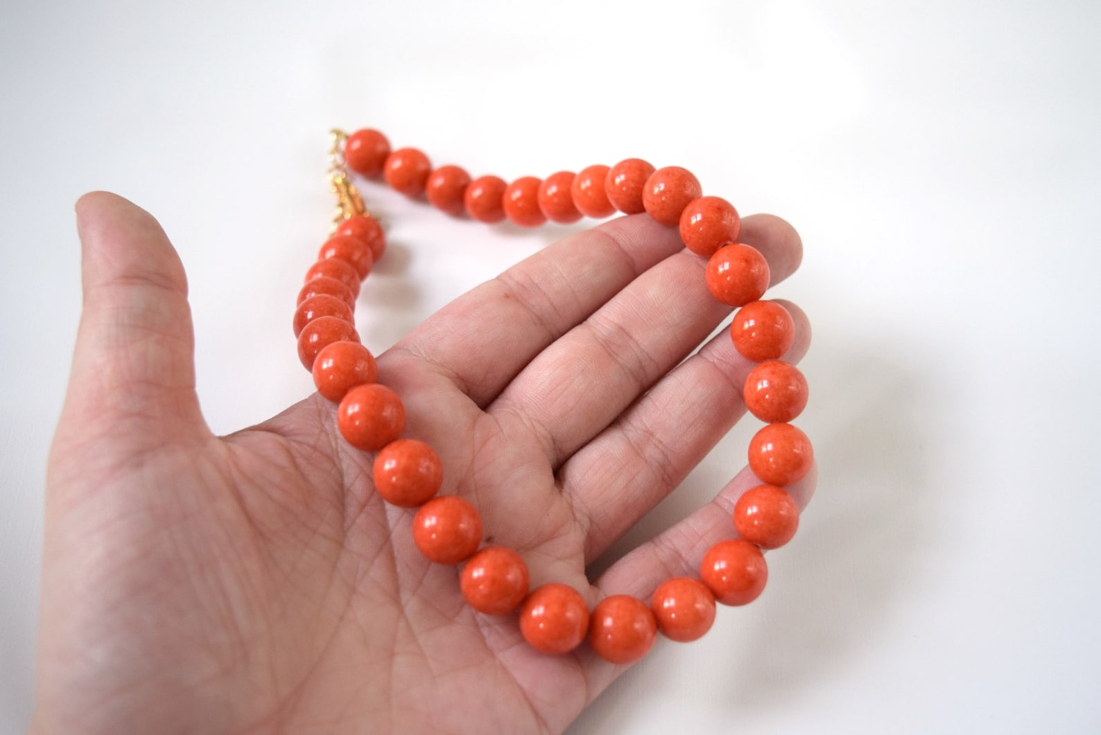 Large Regency Coral Necklace, Coral Beaded Necklace, Big Coral Bead ...