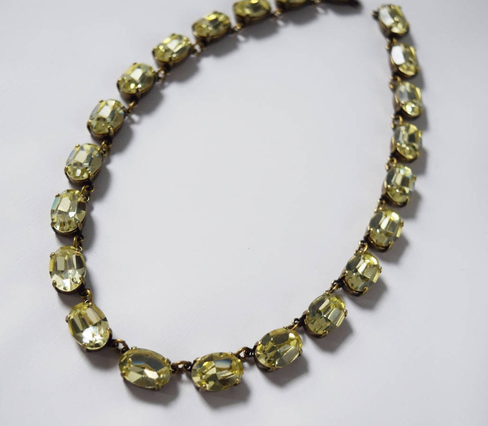 Citrine Yellow Swarovski Necklace, Lemon Rhinestone Jewelry, Yellow ...